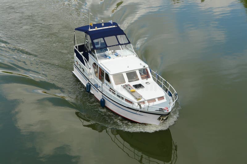 Boat on the river Neckar stock photo. Image of white - 55958756