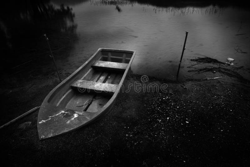 Boat and the River in the Night Stock Image - Image of beach, night ...
