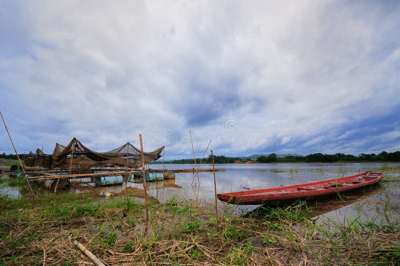 Boat on riverside stock photo. Image of moored, grey - 46207718