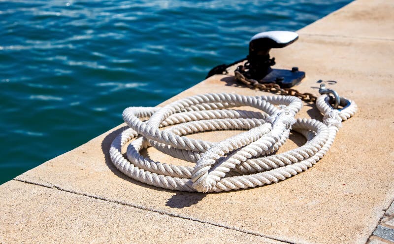 Boat rope stock image. Image of wharf, hooked, rolled - 68789591