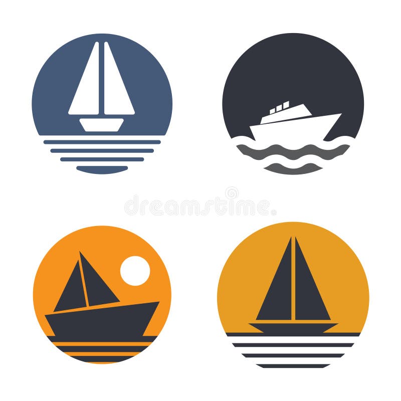 Boat or Sail Logo Template Icon Stock Vector - Illustration of ocean ...