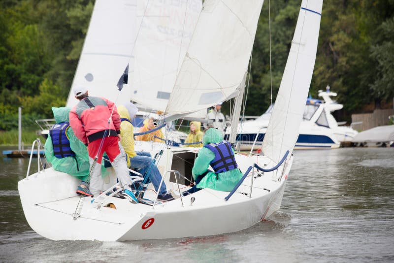 Crew Teamwork During Sailing Regatta Editorial Photo - Image of seaside ...