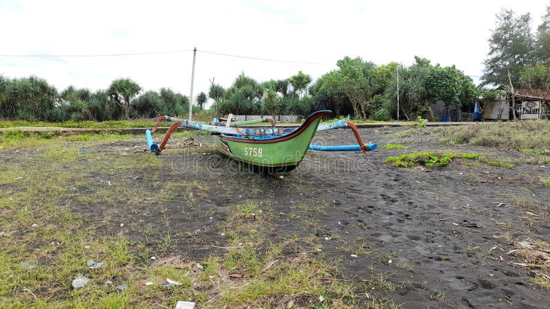 A Boat on the Sand Sea Side Editorial Stock Image - Image of waterway ...