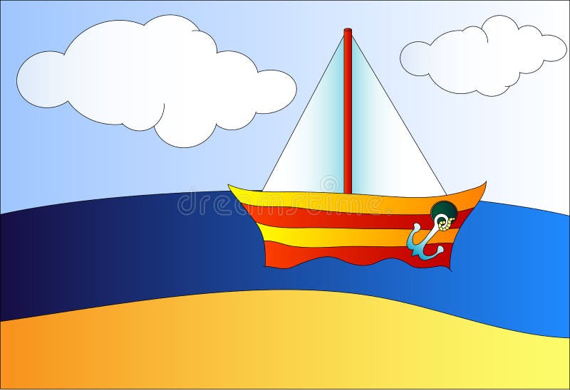 Cartoon Boat 2 stock vector. Illustration of ocean, water - 5639765