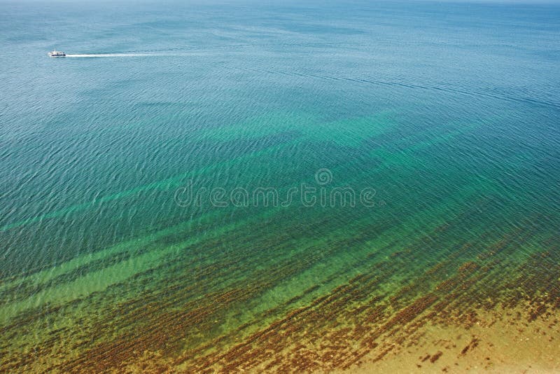 Boat at Sea and Beautiful Seabed Stock Photo - Image of holiday, ocean ...