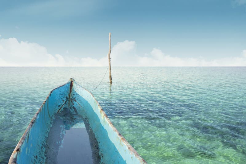 Empty boat on the sea stock image. Image of ocean, voyage - 79261299