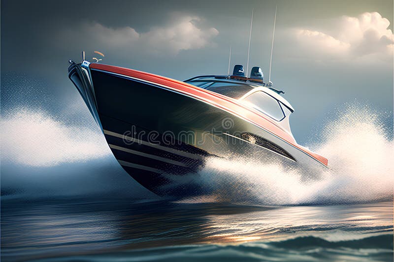 Boat on the sea. 3d render stock illustration. Illustration of lighting ...