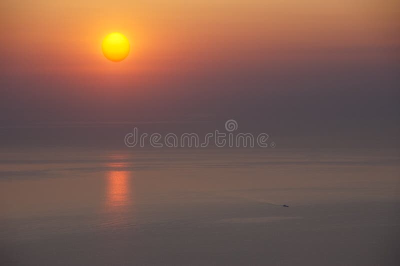 A Boat in the Sea Under the Rising Sun Stock Image - Image of sunny ...