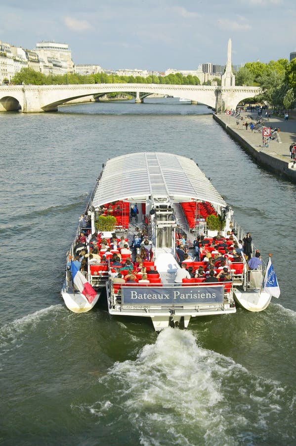 Boat on the Seine River, Paris, France Editorial Stock Photo - Image of ...