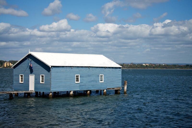 Blue Boat Shed On The Swan River Stock Photo - Image of nautical, jetty ...