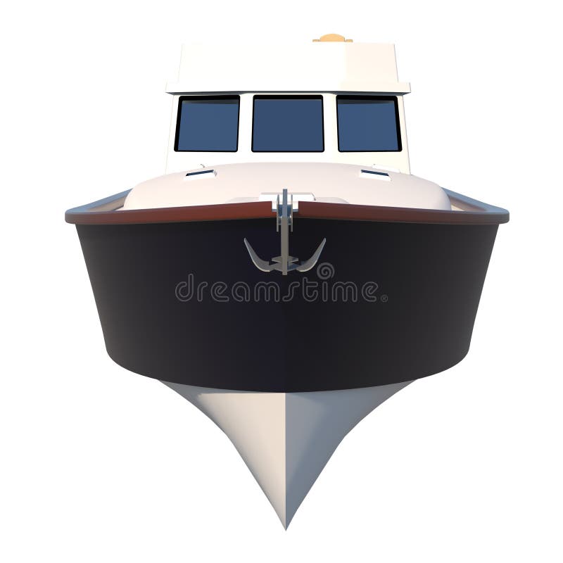 Boat Ship 1 - Front View White Background 3D Rendering Ilustracion 3D ...