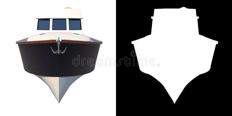 Boat Ship 1 - Front View White Background 3D Rendering Ilustracion 3D ...