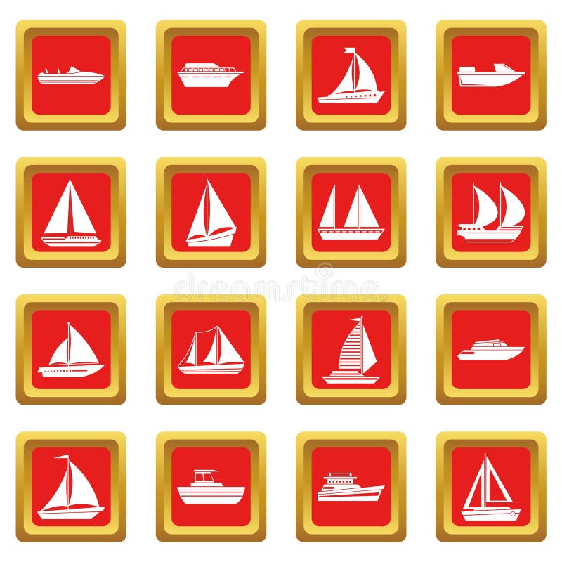 Boat and Ship Icons Set Red Stock Vector - Illustration of speed ...