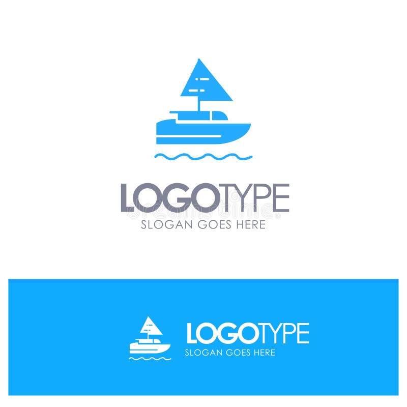 Boat, Ship, Indian, Country Blue Solid Logo with Place for Tagline ...