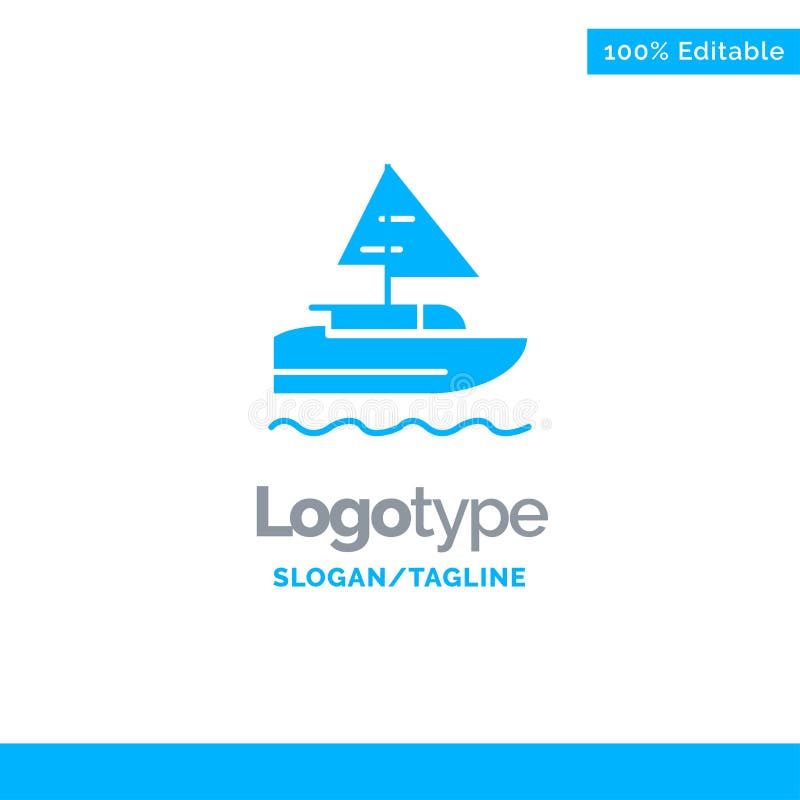 Boat, Ship, Indian, Country Blue Solid Logo Template. Place for Tagline ...