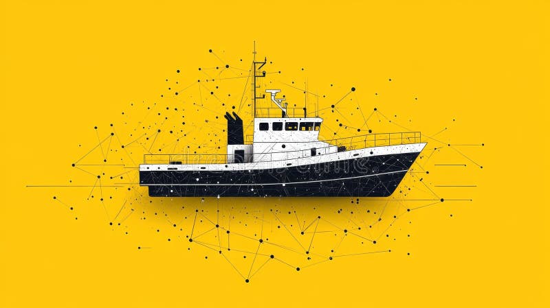 Boat, Ship with Network Connections, Data Exchange, Maritime Innovation ...