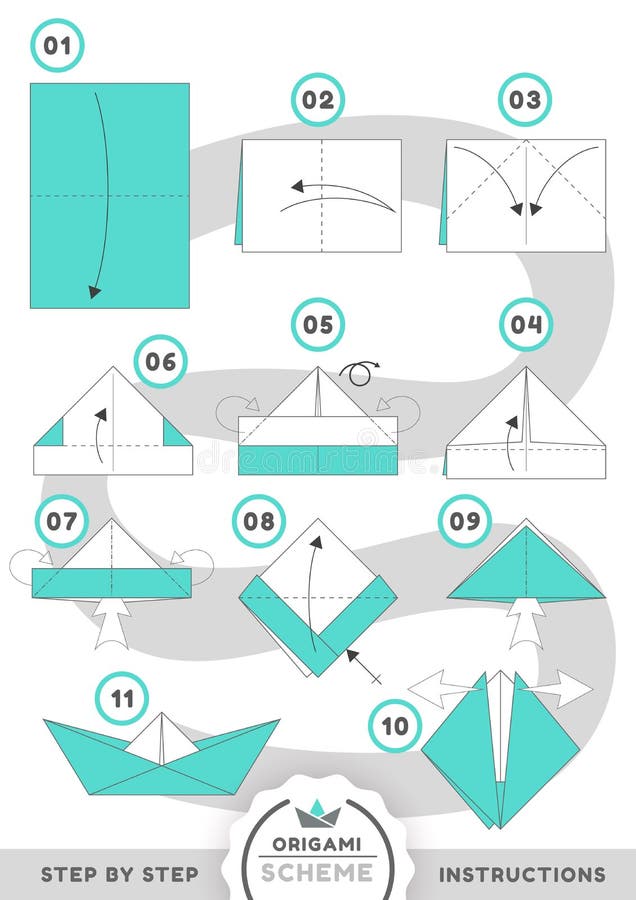 Boat Ship Origami Scheme Tutorial Moving Model Stock Vector ...