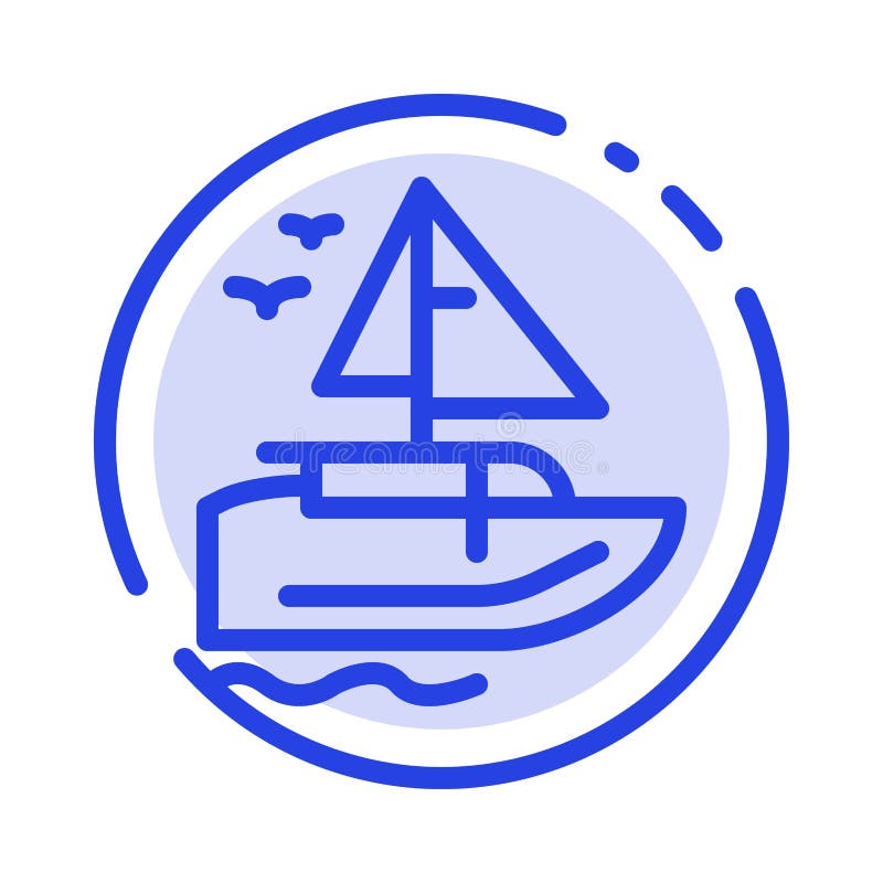 Boat, Ship, Transport, Vessel Blue Dotted Line Line Icon Stock Vector ...