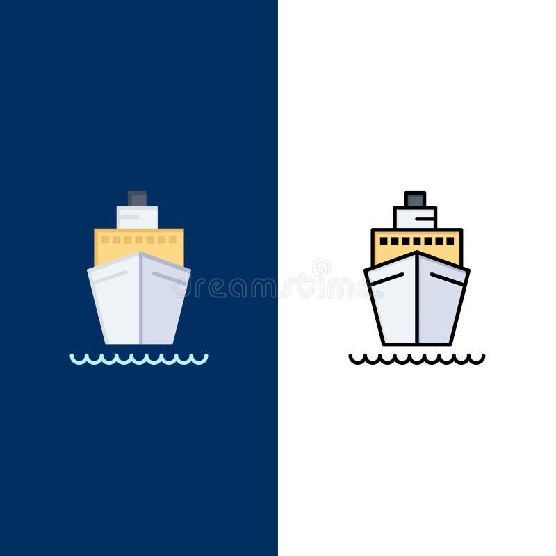 Boat, Ship, Transport, Vessel Icons. Flat and Line Filled Icon Set ...