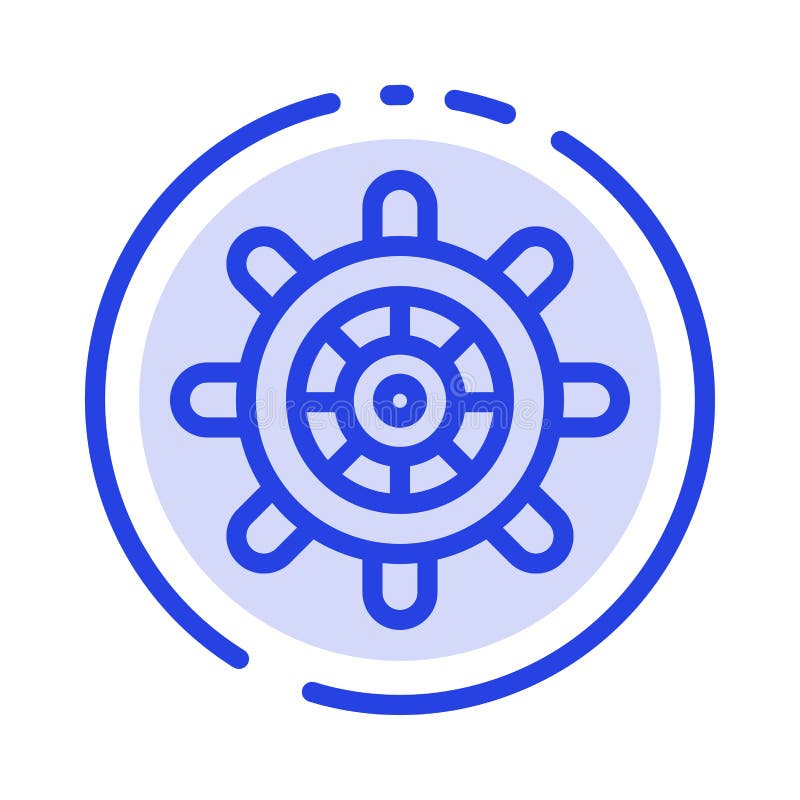 Boat, Ship, Wheel Blue Dotted Line Line Icon Stock Vector ...