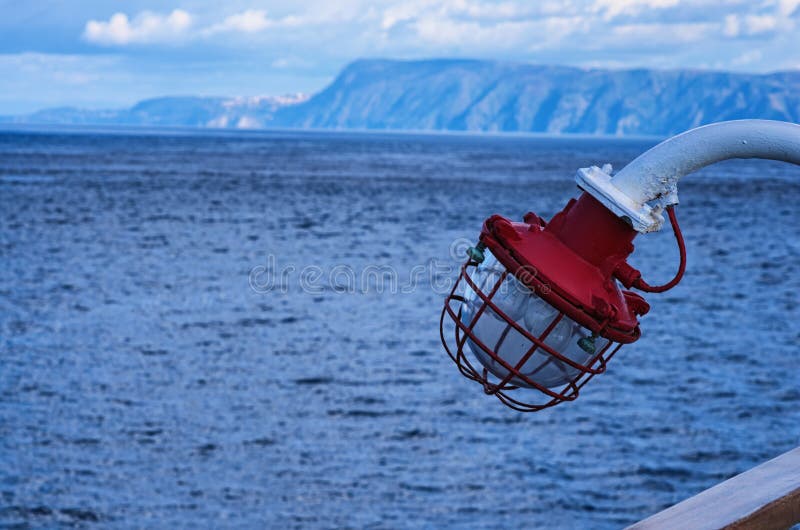 Boat/ship White Navigation Light. Background is Blurred Stock Image ...