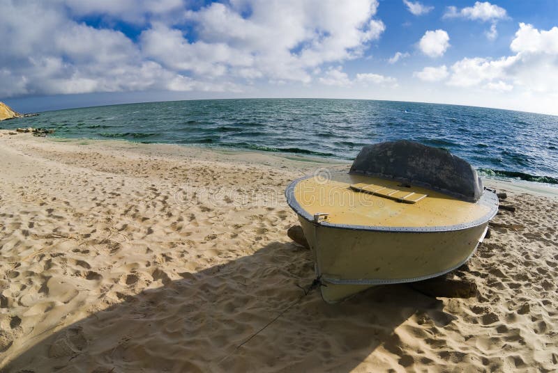 A boat on the shore stock photo. Image of sand, reservoir - 28391932