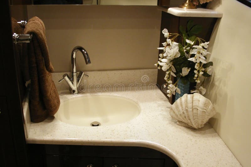 Boat sink stock image. Image of bedroom, towel, wood, restroom - 5819401