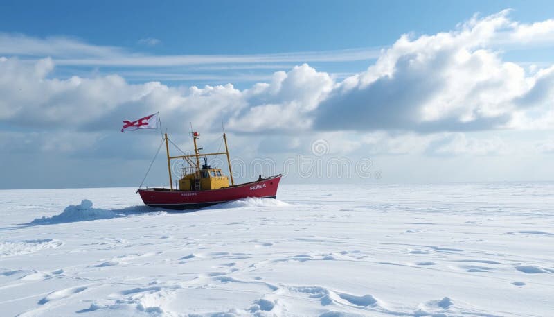 A Boat in the Snow Generated Stock Illustration - Illustration of ...