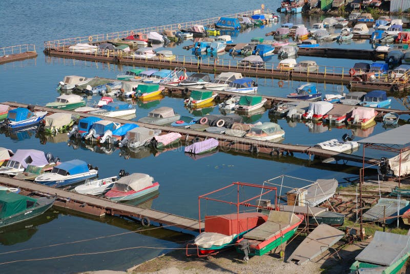 Boat station, motorboats stock photo. Image of station - 145292080