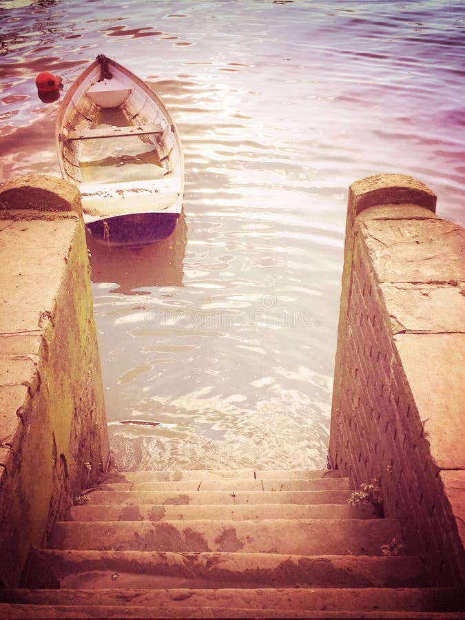 Boat by steps stock photo. Image of venice, steps, boat - 67573690