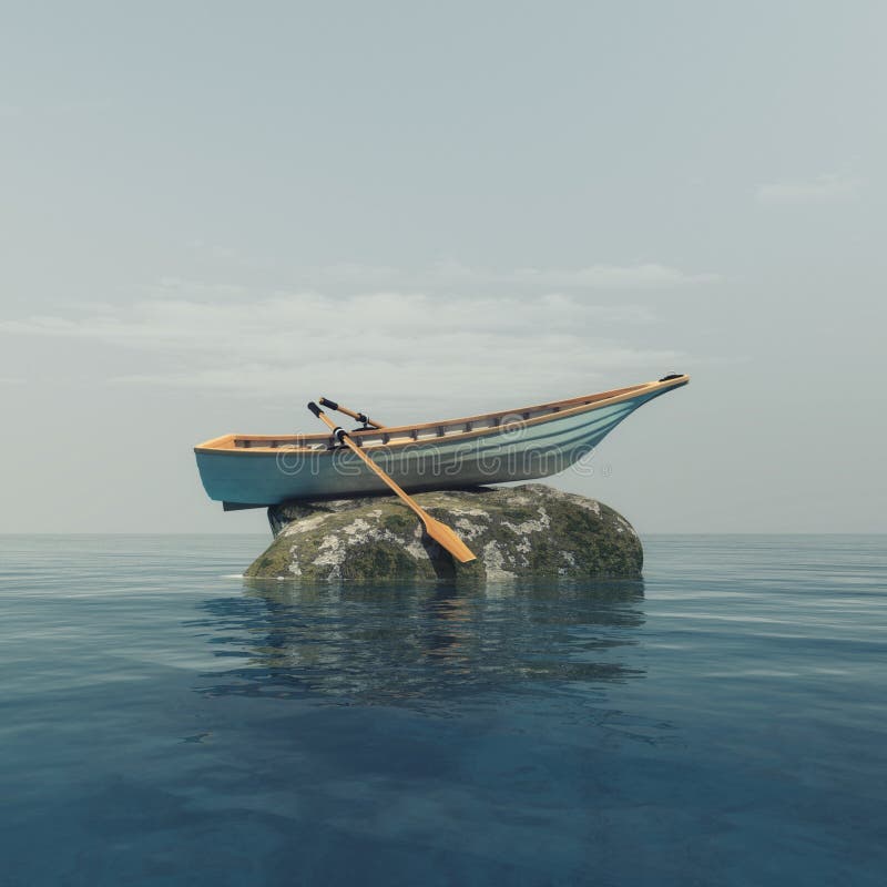 A boat on a stone stock illustration. Illustration of survival - 95033381