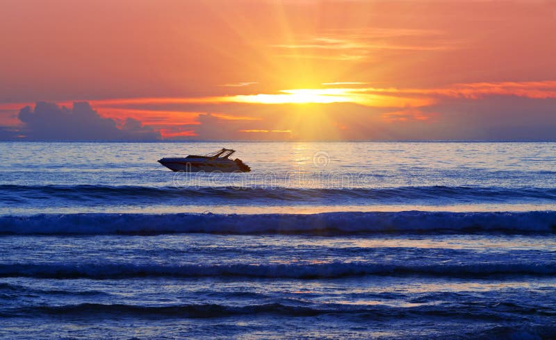 Boat at the sunrise stock photo. Image of fishing, beauty - 29118026