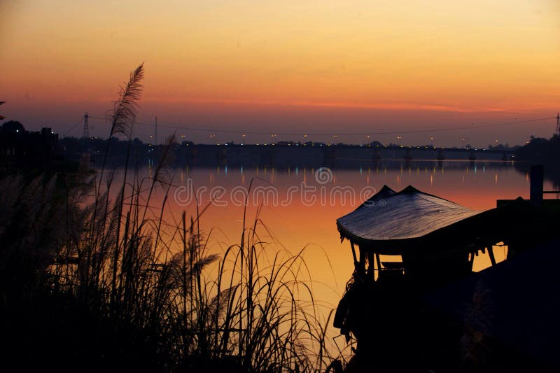 Boat stock image. Image of river, boat, sunset, wait - 43920907