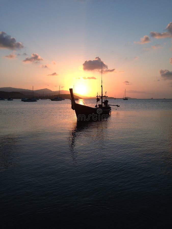 Boat at sunset stock photo. Image of summer, vacation - 55732826