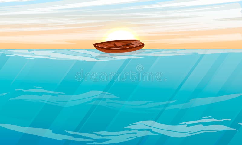 Boat on the Surface of the Sea. Realistic Vector Stock Vector ...