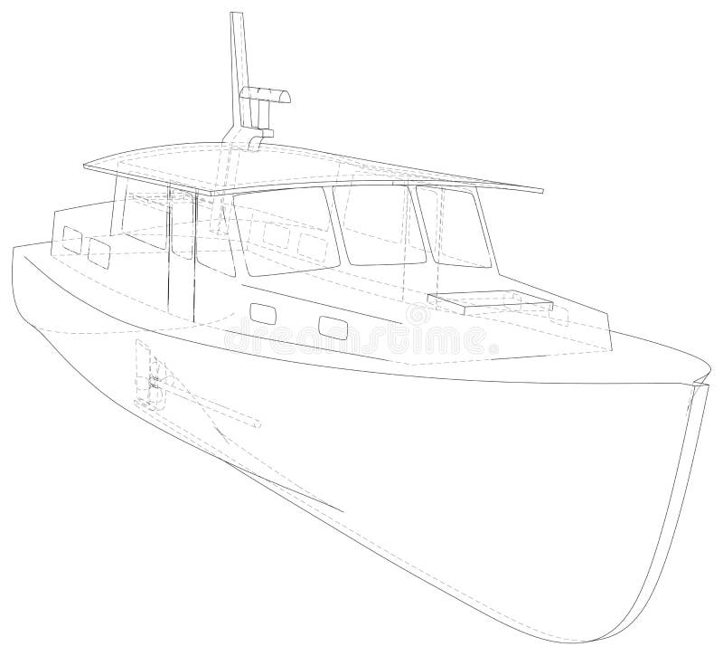 Boat. Technical Wire-frame. Vector Rendering of 3d Stock Vector ...