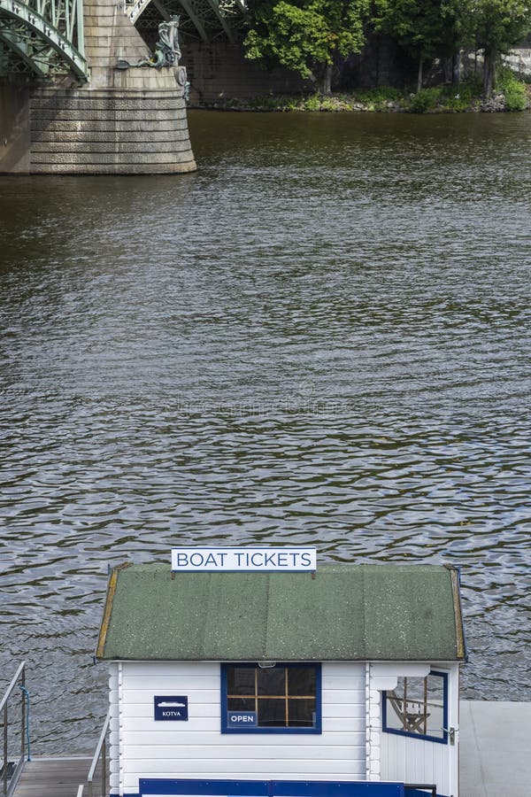 Boat Ticket Booth by the Vltava River in Prague Stock Photo - Image of ...