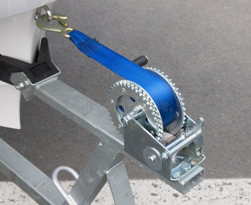 Boat Trailer Winch with Blue Rope Stock Image - Image of gear, hitch ...