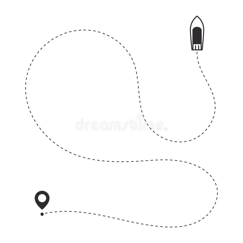 Boat Travel. Boat Sailing Along the Route. Ship on the Route with ...