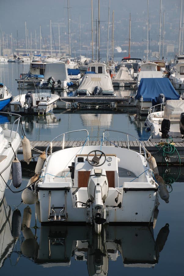 Boat at Trieste Harbour stock photo. Image of mast, blue - 46682302