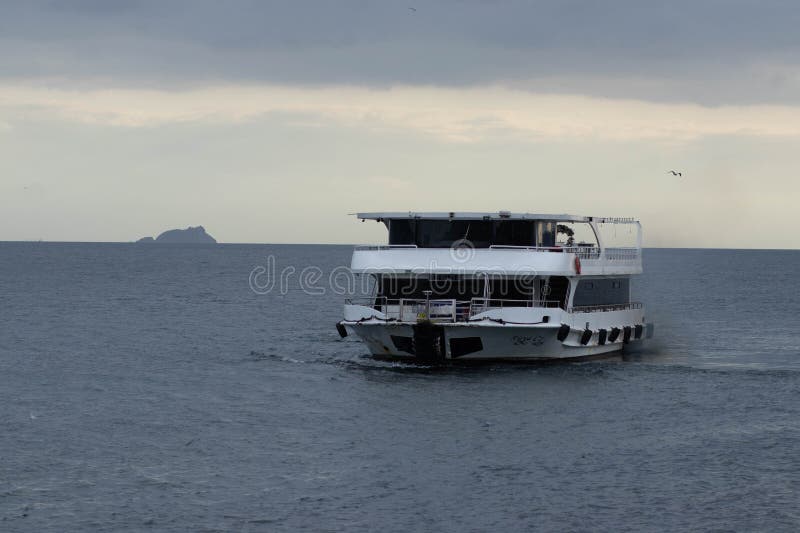 Boat Trip Along the Bosphorus. Tourists on a Boat Trip Around Istanbul ...