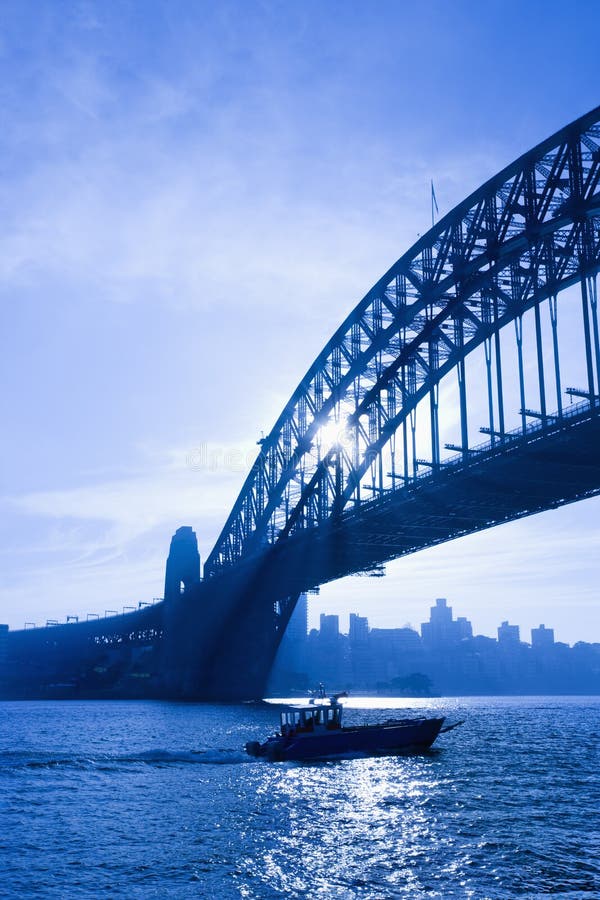 Boat under bridge. stock image. Image of vacation, harbour - 4484865