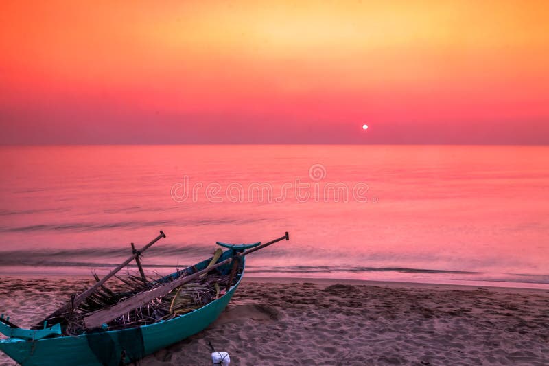Boat Under Sunset in the Sea Stock Image - Image of seascape, nature ...