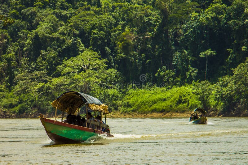 Boat on Usumacinta river stock photo. Image of grass - 59941936