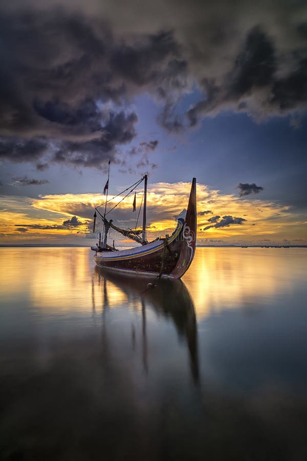 Boat view at dusk stock image. Image of evening, sunrise - 222884633