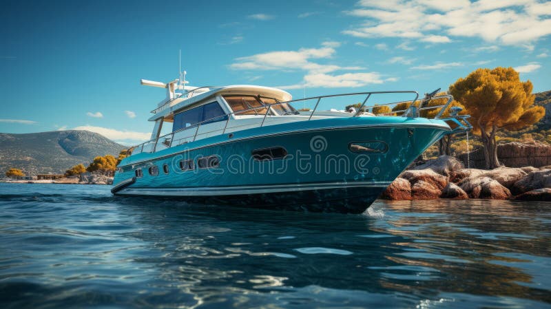 A Boat on the Water. Generative AI. Stock Illustration - Illustration ...