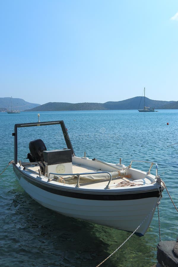 Boat on water stock image. Image of mountains, crete - 44282071