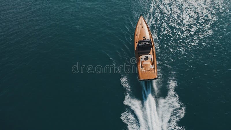 Boat on the Water Speed Boat at Sea, View from Above Stock Illustration ...