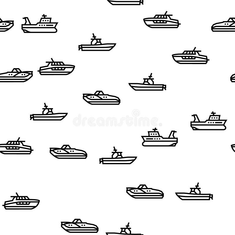 Boat Water Transportation Types Vector Seamless Pattern Stock Vector ...