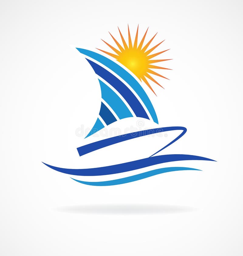Boat sun waves logo stock illustration. Illustration of identity - 65587226